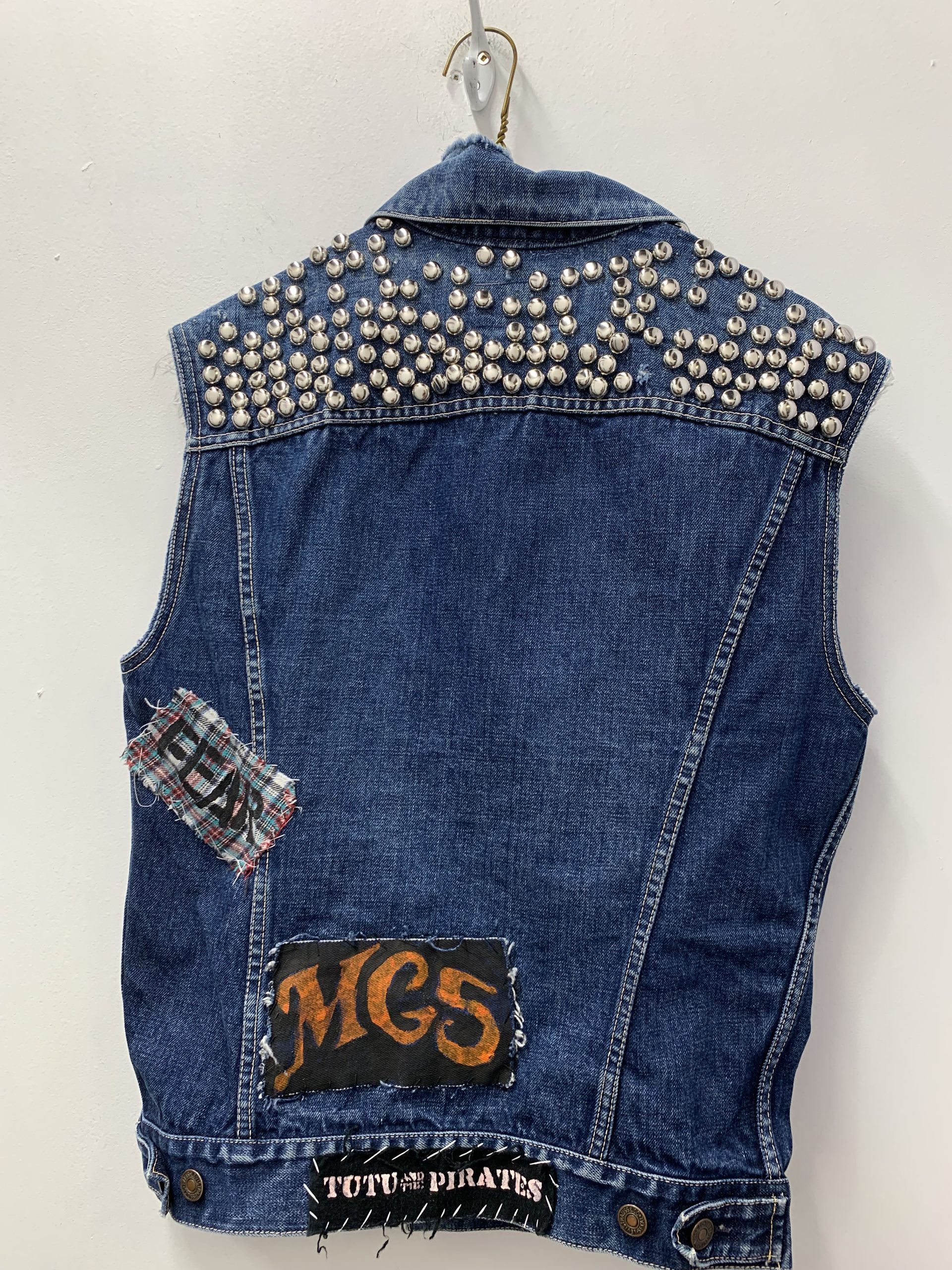 Patched + Studded Jean Vest | Theatre Garage