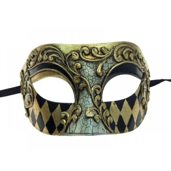 Gold Harlequin Mask | Theatre Garage