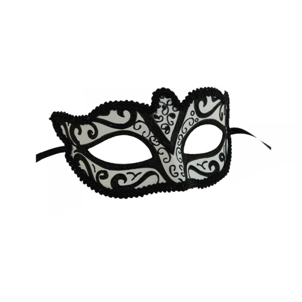 White With Black Swirl Mask | Theatre Garage